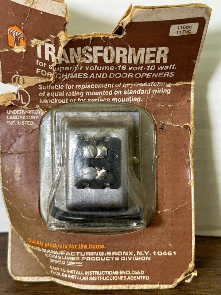 VINTAGE TRINE TRANSFORMER FOR BELLS-CHIMES-DOOR OPENERS 16 VOLT 10 WATT ...