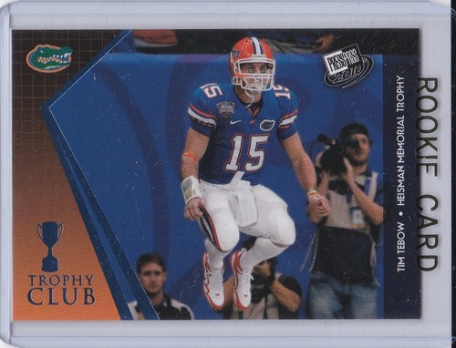 TIM TEBOW ROOKIE CARD 2010 Press Pass Trophy Club Football FLORIDA ...