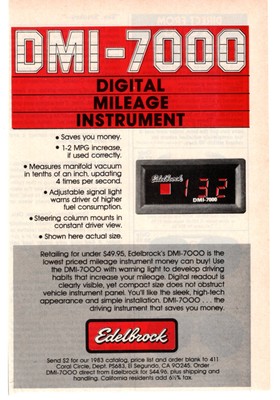Edelbrock DMI-7000 Digital Mileage Instrument 1983 Vintage Print Ad ...