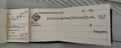 Vintage COLORADO SPRINGS NATIONAL BANK Checkbook With 12 Blank Checks ...