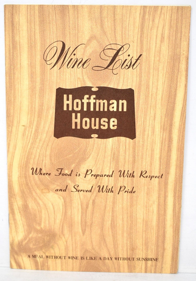 1950s Hoffman House Restaurant Menu Brothers Jerry Bud Tom Chuck Cos ...