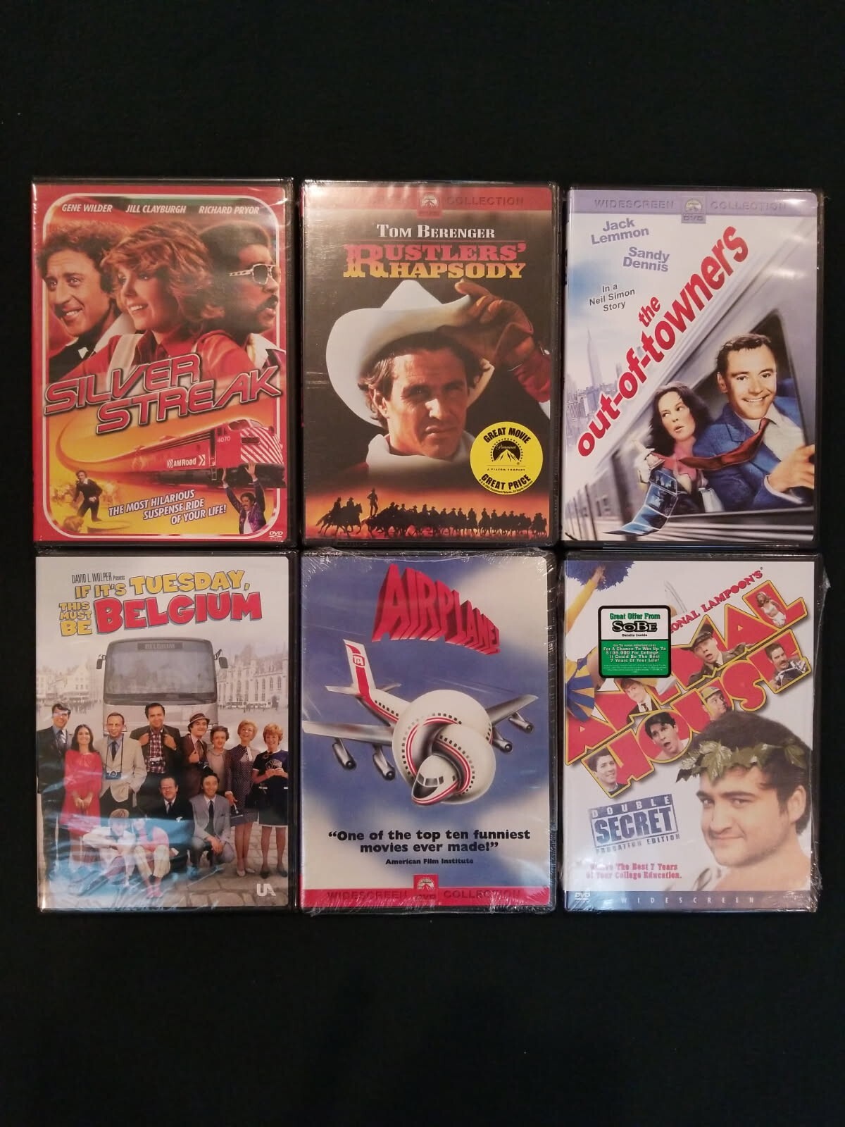 6 All Brand New/Sealed DVDs: Silver Streak, Rustler's Rhapsody, The Out ...