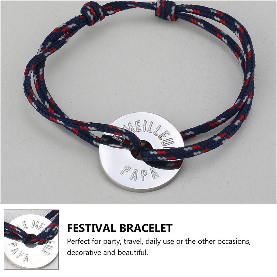 1Pc Simple Hand-woven Wrist Band Fashion Letters Bracelet Father's Day ...