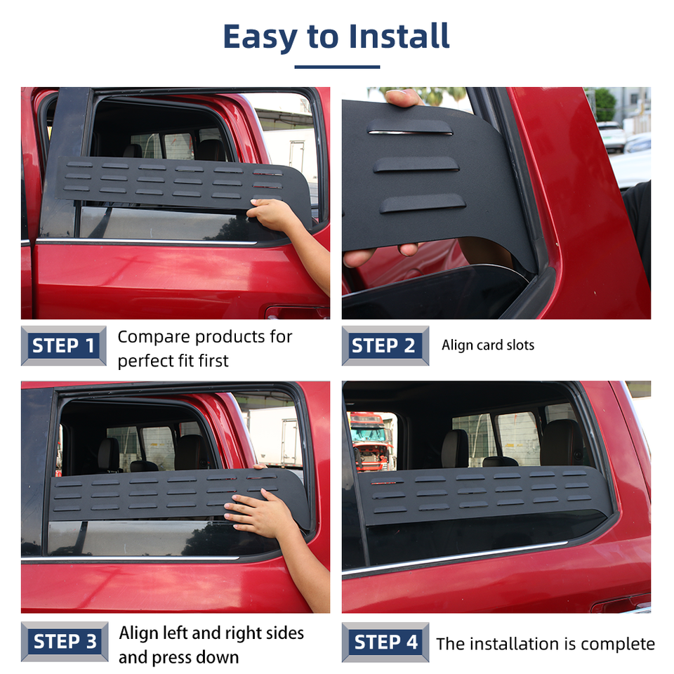 2X Rear Window Glass Louver Air Vent Panel For Ford F150 2015-2023 ...