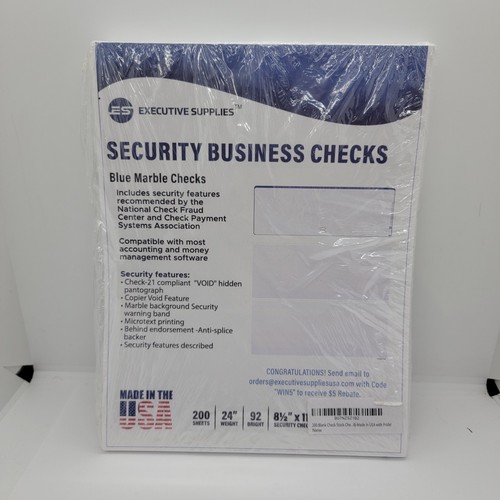200 Blank Security Business Checks Executive Supplies Made In The USA 8 ...