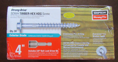 Simpson StrongDrive SDWH Timber-Hex HDG Screw 4" | eBay