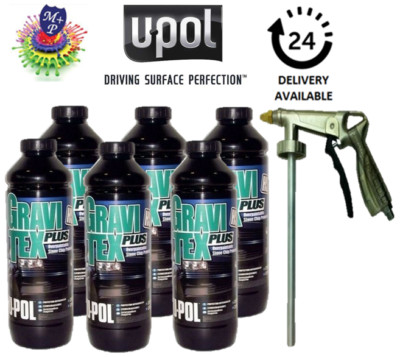 Upol Gravitex Black Stone Chip Protector x 6 + Underbody Spray Gun ...
