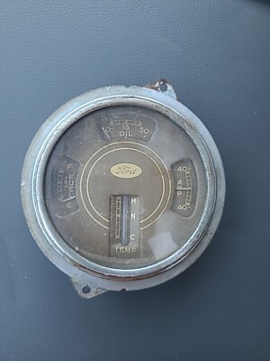 Original 1937 1938 Ford Dash Instrument Cluster Temperature Amps Oil ...