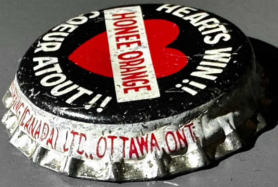 Vintage Pure Spring Honee Orange Hearts Win Cork Soda Bottle Cap ...