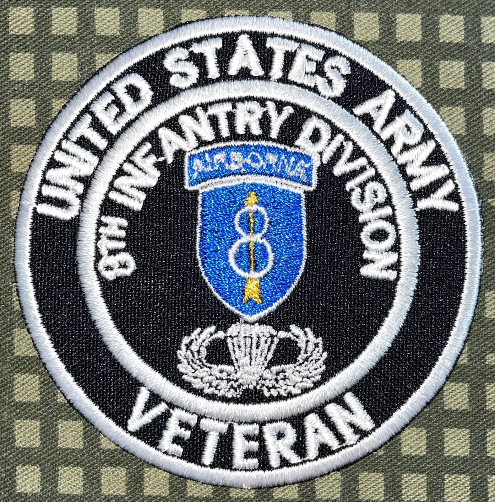 US Army 8th Infantry Division Airborne Veteran Patch 3" Hook & Iron-On ...