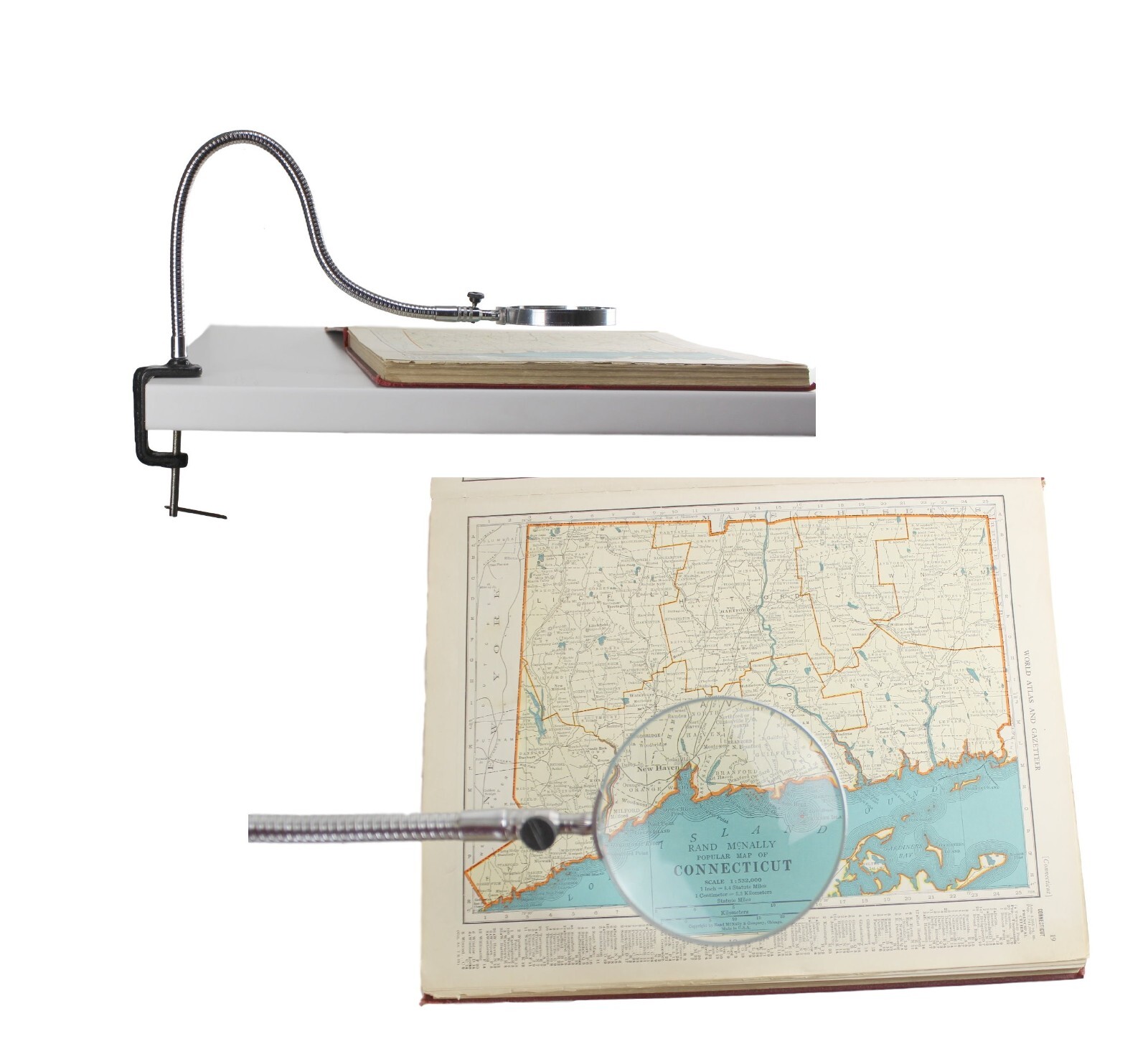 Solid Steel & Optical Glass Desktop Table Bench Clamp Mount Magnifier ...