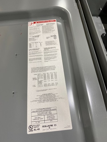 Square D HU364RB Non-Fusible Disconnect Switch 200A 600V AC/DC 3P 3PH ...