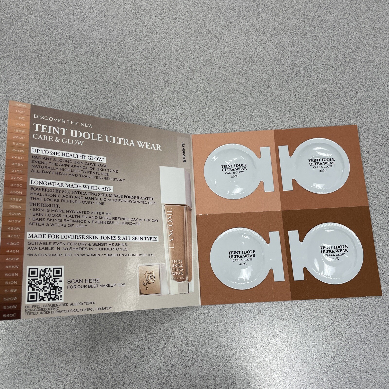 Lancome Teint Idole Ultra Wear Care & Glow 220C 325C 425C 515W Sample ...