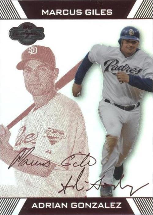 2007 Topps Co-Signers - Adrian Gonzalez, Marcus Giles #39 Hyper Silver ...
