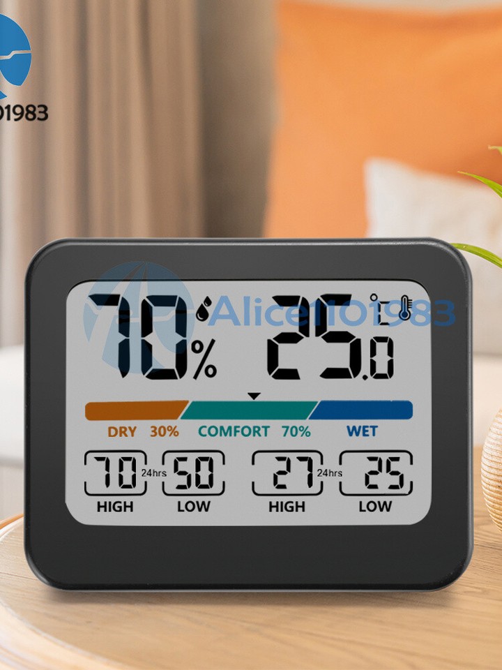 Indoor Large Screen Temperature & Humidity Meter Thermometer Hygrometer ...