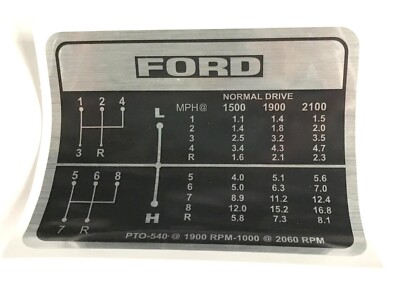 FORD 4000 4600 8 SPEED TRANSMISSION SHIFT PATTERN DECAL C5NN7B292FN | eBay