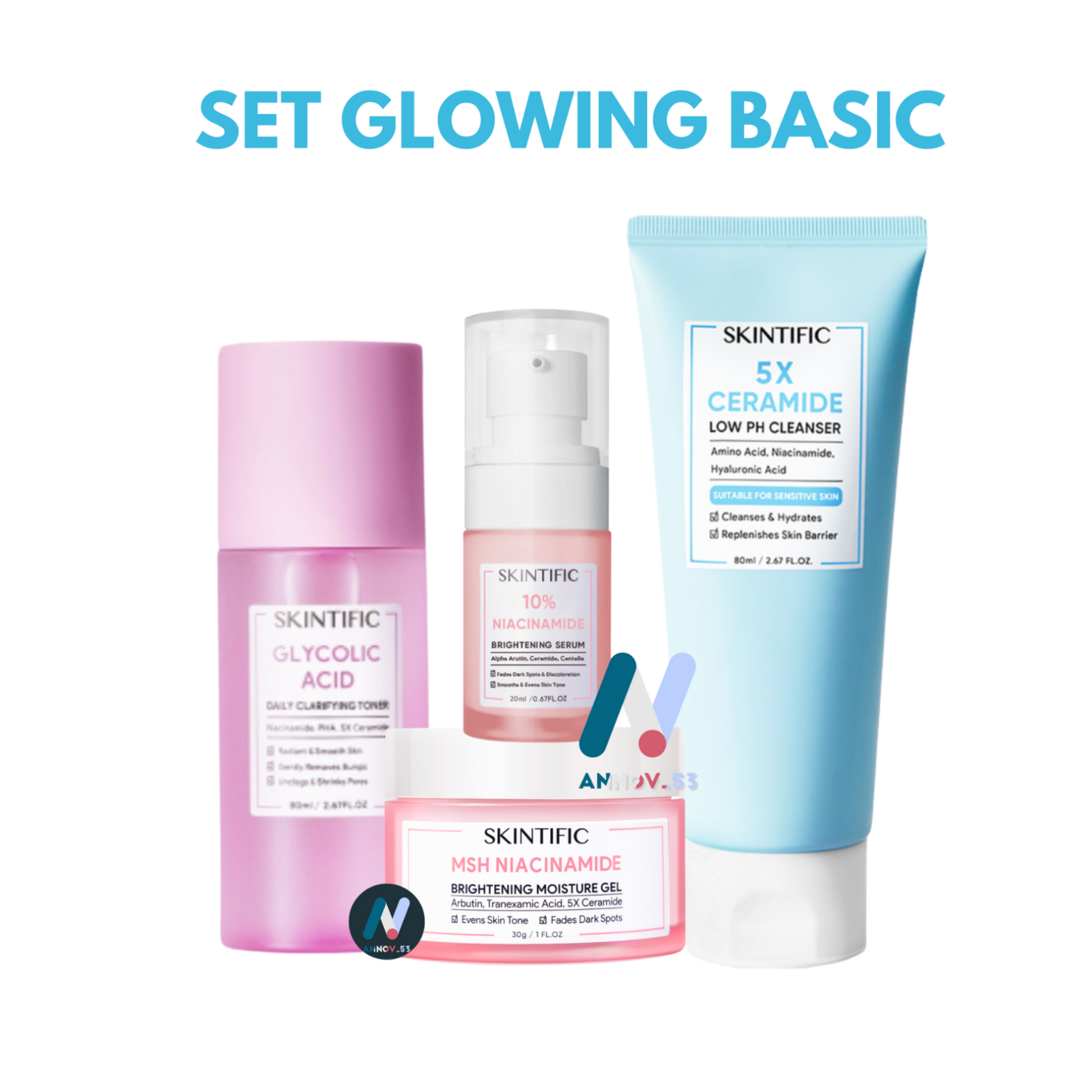 SET 4: SKINTIFIC Glowing Basic Anti-Aging Acne Pore 5X Ceramide MSH ...