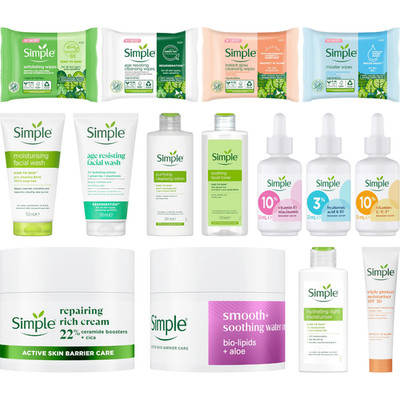 Simple Skin care products Wipes Face Wash moisturisers Lotions Toner ...