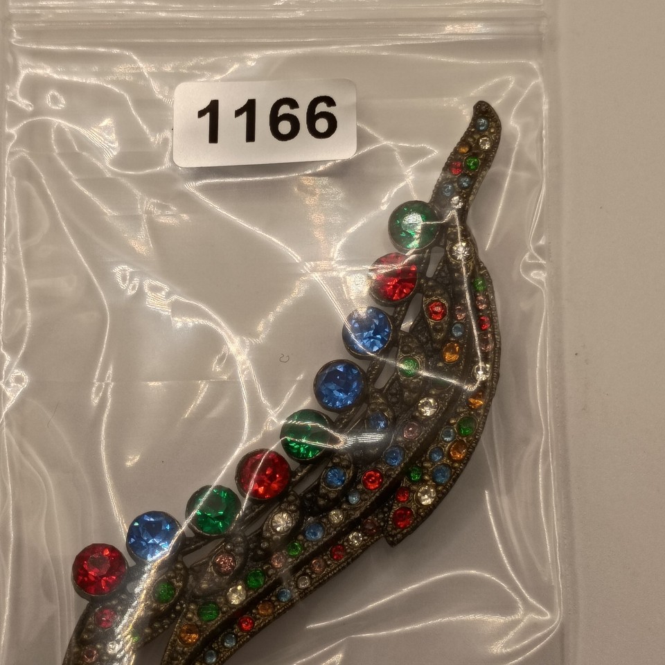 Vintage Multicolor Rhinestone Feather Brooch MCM | eBay