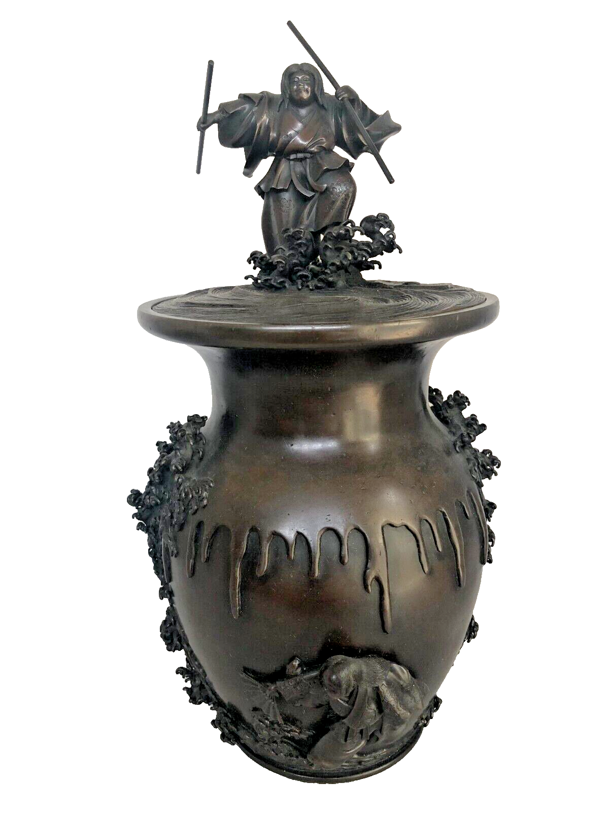 Important Antique Japanese Patinated Bronze Signed Vase Meiji Period ...