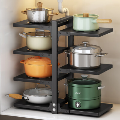 2/3/4/5/7Tier Kitchen Pan Stand Saucepan Pot Rack Storage Organiser ...