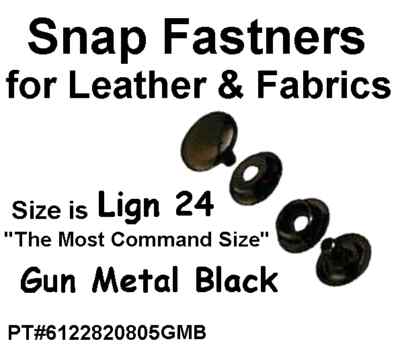 Canvas Snap Fastener KIT w/Tools 10 Sets Gun Metal Black Leather ...