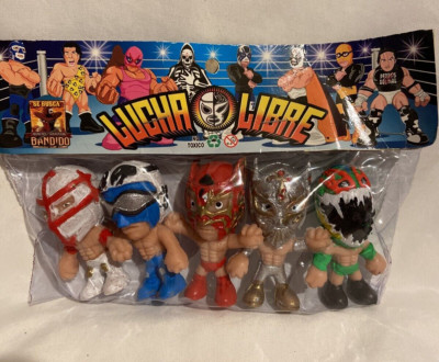 LUCHA LIBRE SET Luchadores Cabezones 3" Action Figures Mexican Toys set ...
