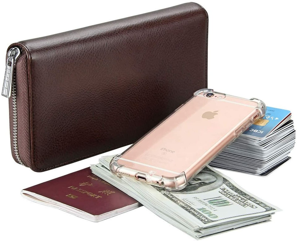 Men Women RFID Blk Leather 36 Slots Multi Credit Card Holder Large ...