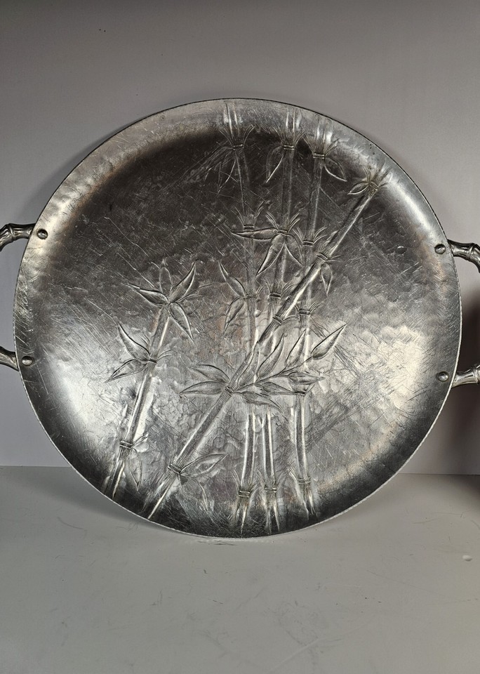 1940s Everlast Hand Forged Hammered Aluminum Bali Bamboo Round service ...