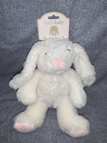 NEW Kelly Baby Kellybaby 10” Sitting White Bunny Rabbit Pink RATTLE ...