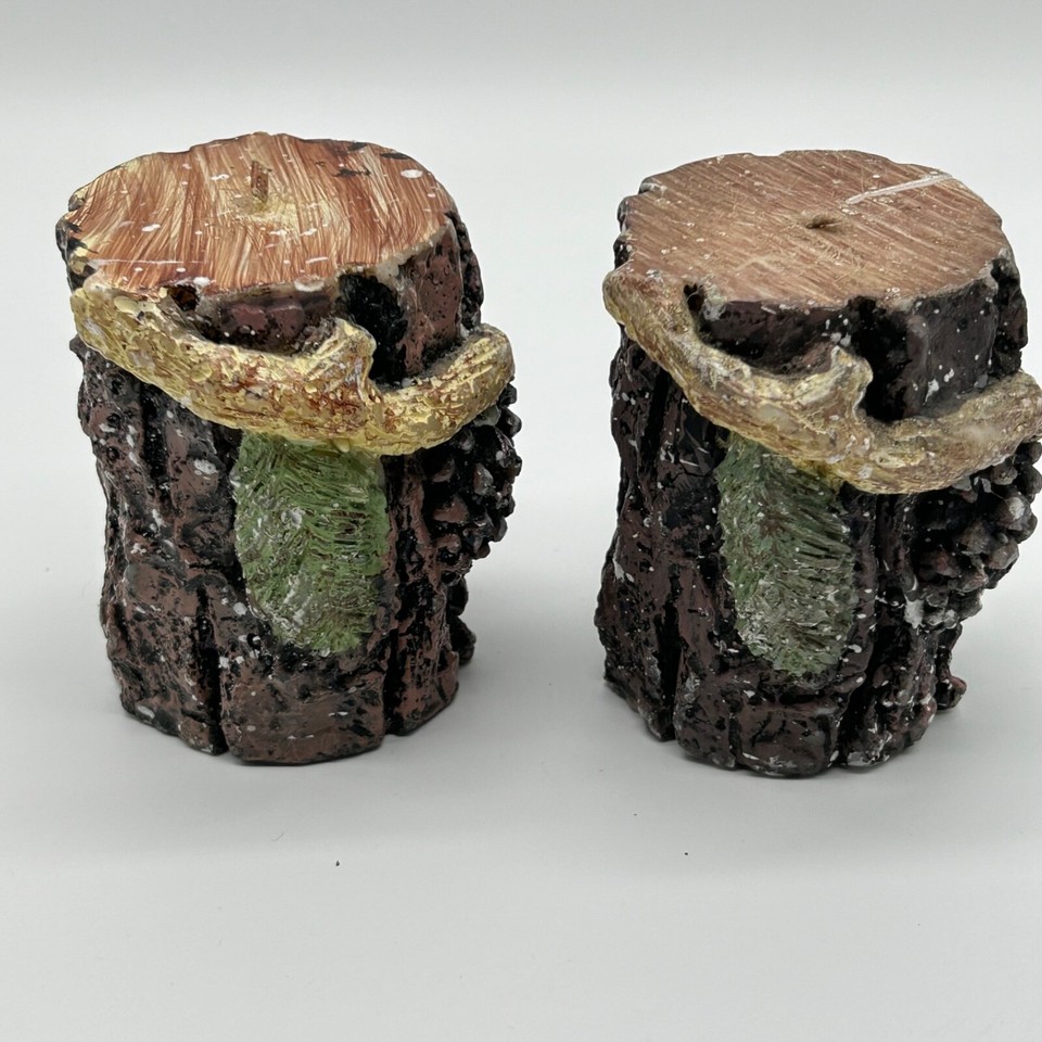 Wax Log Tree Stump Trunk Candle Christmas Set of 2 | eBay