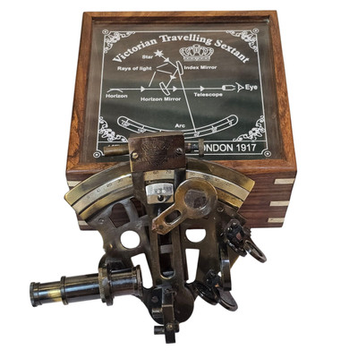 NAUTICAL BRASS SEXTANT GERMAN MARINE SEXTANT 4" WITH WOODEN BOX | eBay