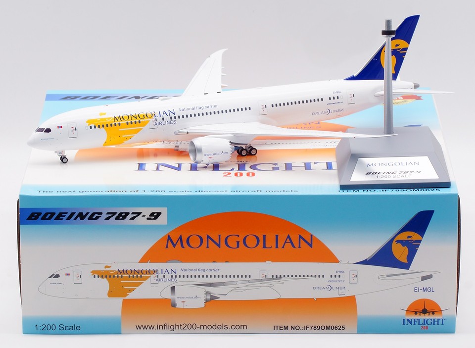 1:200 InFlight Mongolian B787-9 Passenger Airplane Diecast Aircraft ...