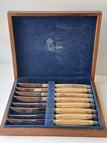 QUEEN Vintage Cutlery Set of 15 "STAG" BONE HANDLE Stainless Steel ...