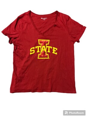 XXL Iowa State Red Woman Graphic T-shirt Champion V-neck, Short Sleeve ...