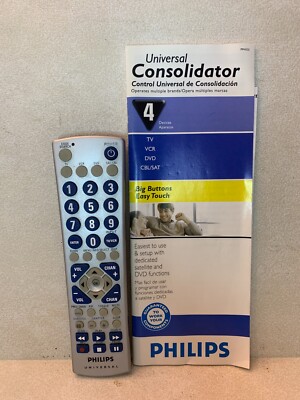 Philips Universal Consolidator Remote Big Buttons TV VCR DVD Manual ...