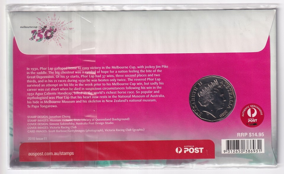 AUSTRALIAN PNC: 2010 50 CENT MELBOURNE CUP HORSE RACING 150 YEARS COIN ...