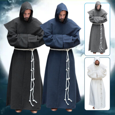 Men's Renaissance Medieval Priest Monk Robe Cosplay Costume Shawl ...
