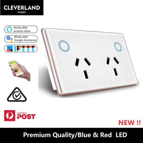 AU Type Wifi Touch Double GPO Glass Panel Power Point Wall Socket ...