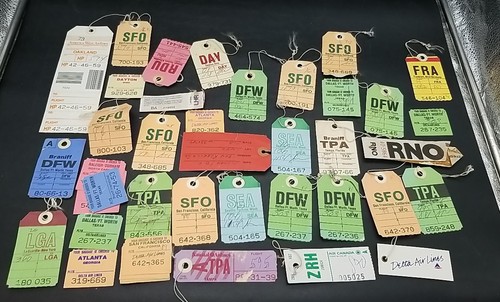 HUGE LOT Vtg Luggage Tags Airline Delta DFW SFO DAV ZRH TPA RNO | eBay
