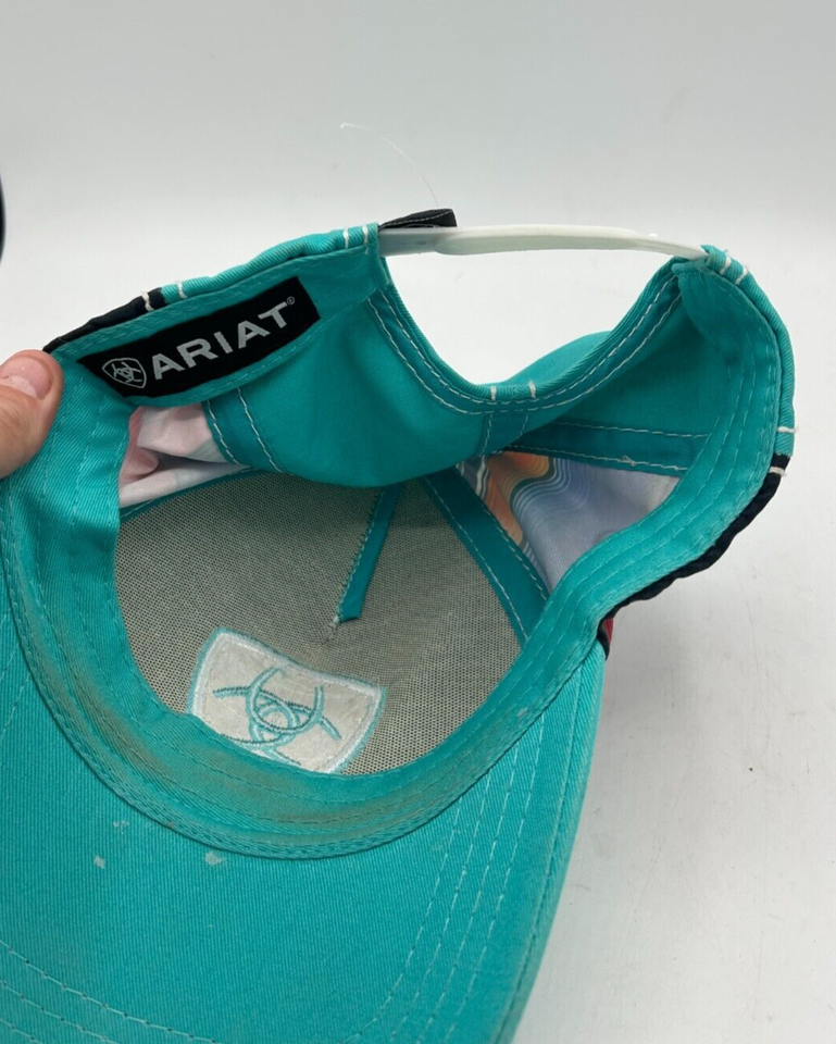 Ariat Serape Stripe Aqua Hat Adjustable Strap Baseball Cap Rainbow ...