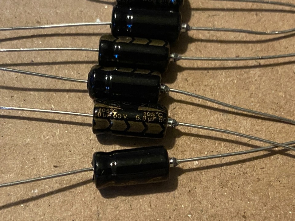 10 New Supertech 6.8 uf 50v Axial Capacitors Guitar Tube Amp & Stereo ...