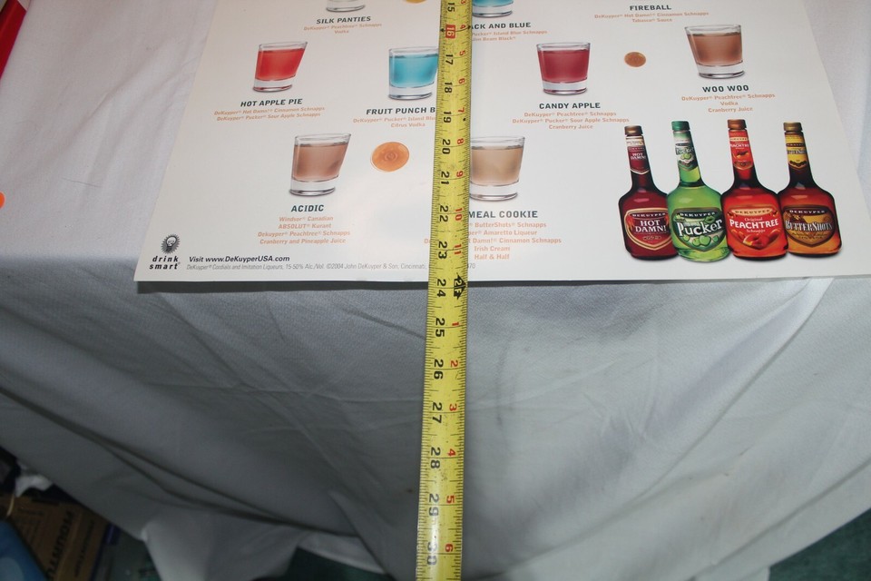 Dekuyper Schnapps Liqour Bar Sign Mixology Cocktail Mixed Drinks Chart ...
