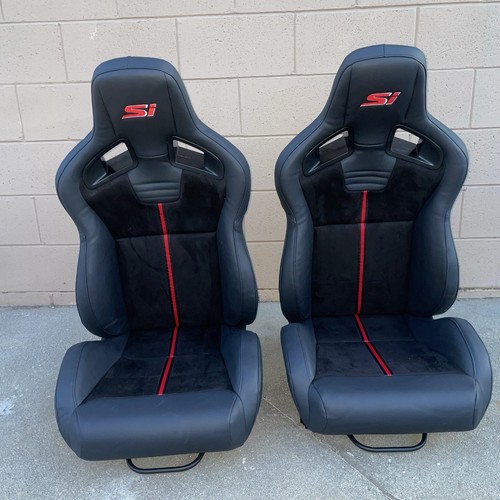 PAIR For Honda Bucket Racing Seats Black Reclinable WITH Slider Civic ...