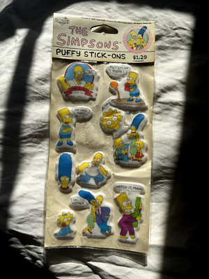 VTG SIMPSONS PUFFY STICK-ONS DIAMOND 1990 1 SHEET BART MARGE HOMER NIB ...