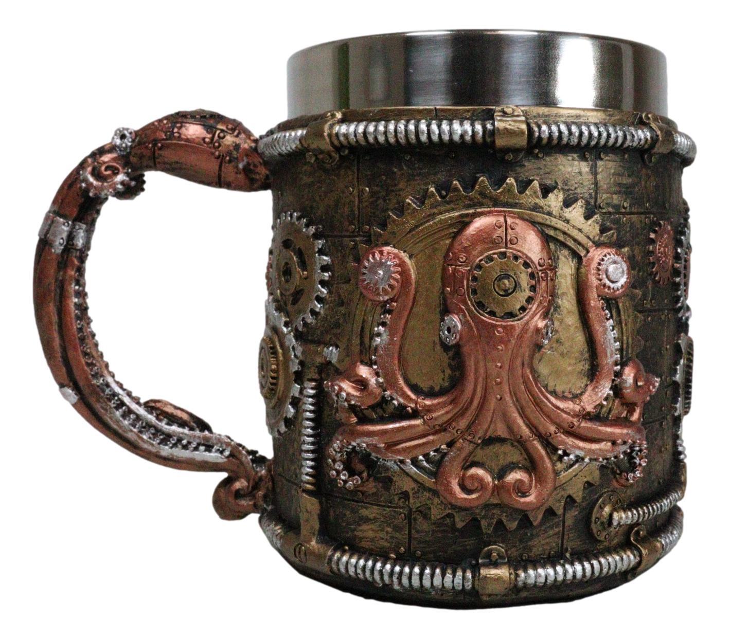 Ebros Steampunk Kraken Octopus Cyborg Drinking Mug Cup 6"W 14 Ounce ...