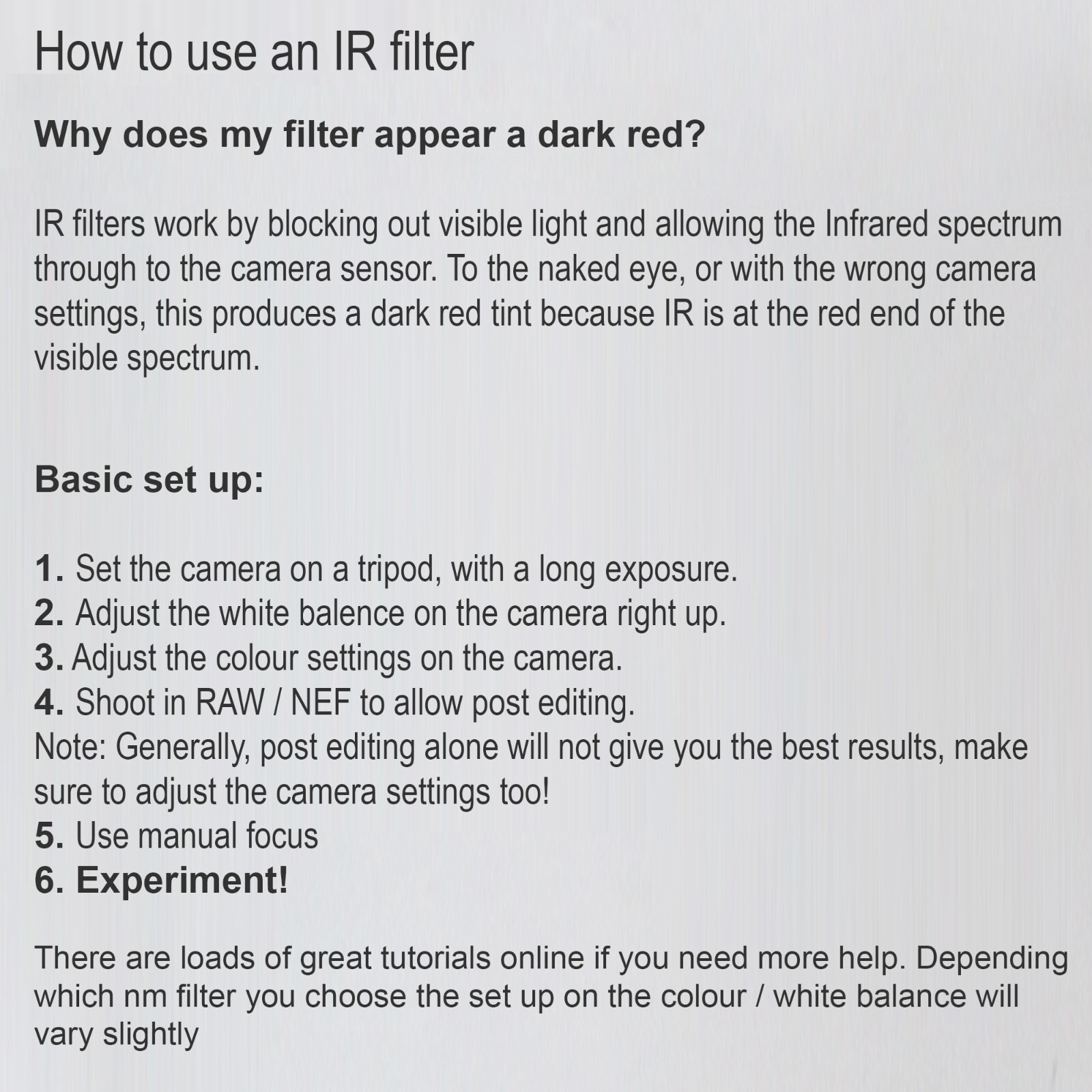 Nikon Compatible Infrared IR Camera Filter 720nm 850nm 950nm 52 58 62 ...