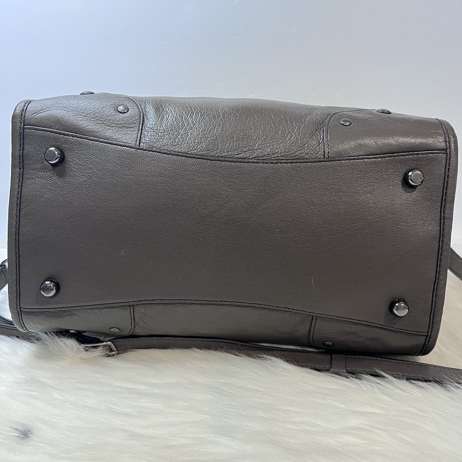 Coach Women’s Gray Leather Rhyder Satchel Handbag - Gem