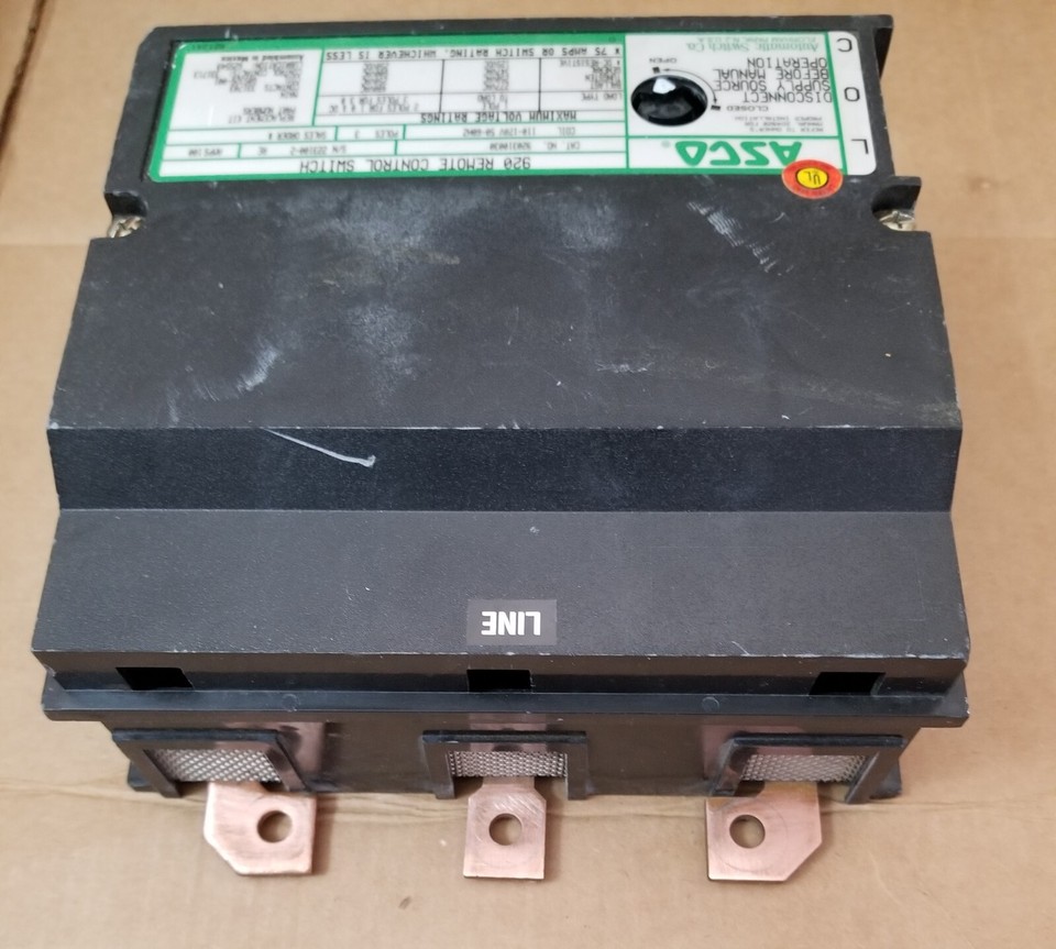 ASCO 920 100A 100AMP 110-120V Coil Remote Control Switch 3 Pole ...