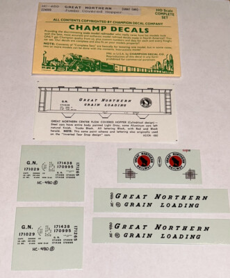 CHAMP HO DECAL-GREAT NORTHERN/GN CYL COV HOPPER-GRAY w/BLK & RED LETT ...